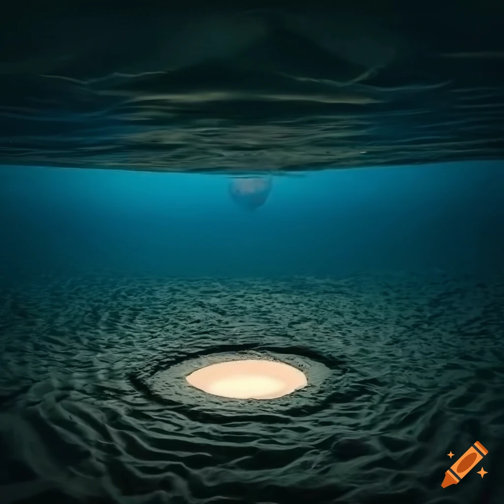 Interior of a large sandy arena with a body of water on Craiyon