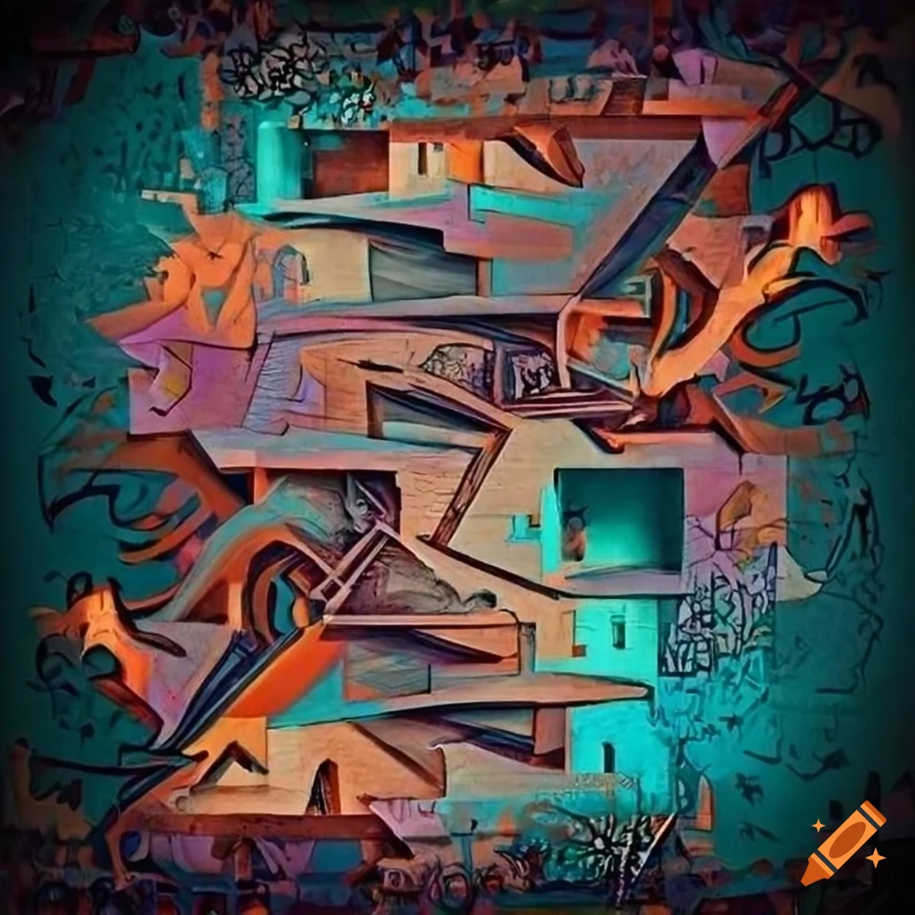 Mc escher inspired christian graffiti art with multiple layers focusing ...