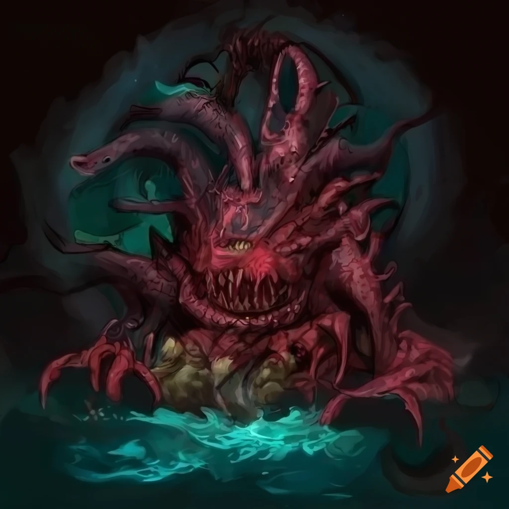 Overgrown Red Lotus monster with deep sea creature characteristics in ...