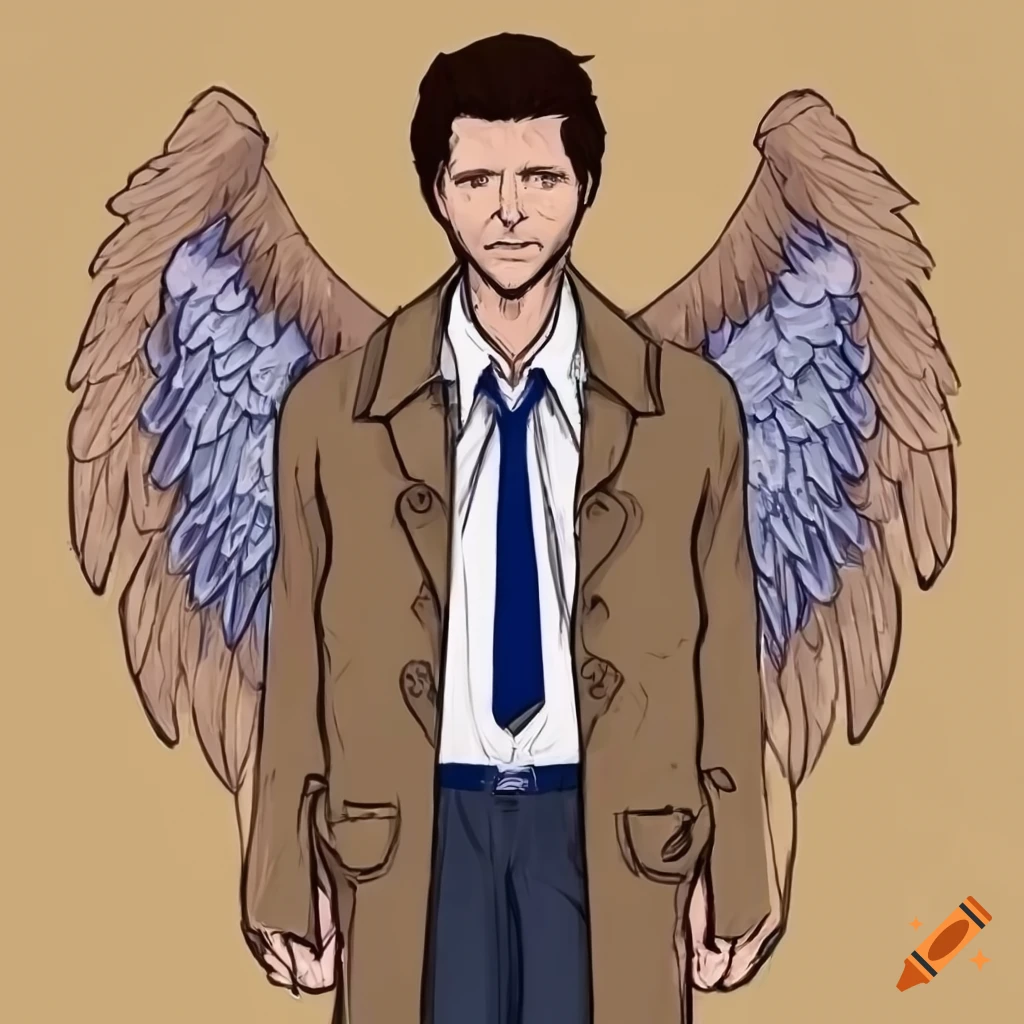 Castiel Supernatural character with shining wings in fantasy art style ...