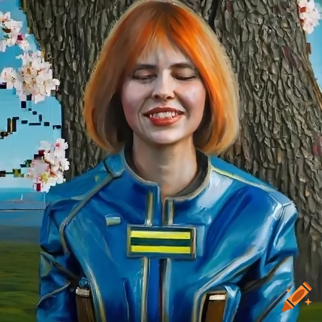 Hyperrealistic mixed media art of a young actress from fallout 4 ...