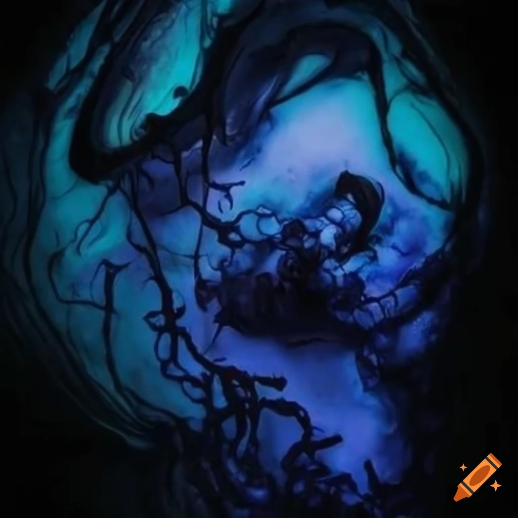 Chaotic organic forms inspired by symbiotes and nature in black, white ...