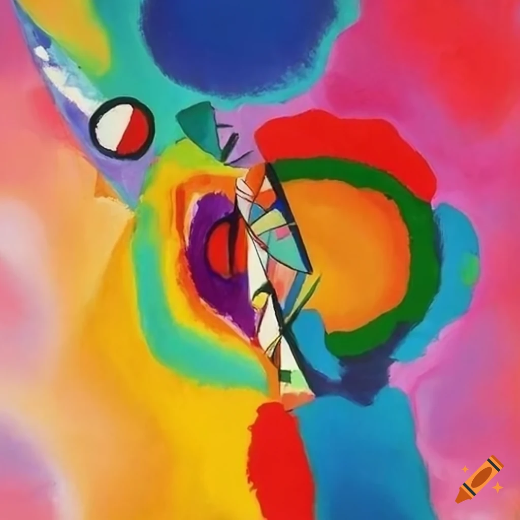 Colorful painting of a man and woman facing opposite directions by ...