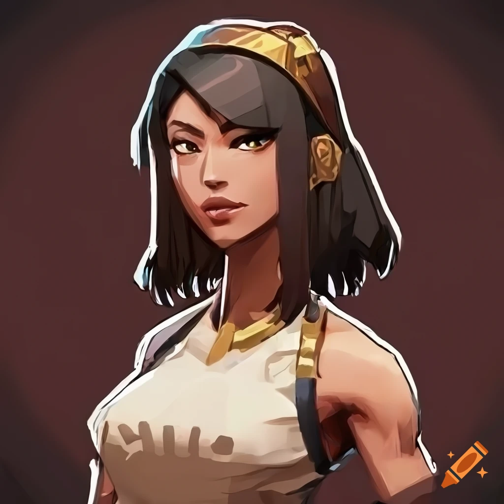 VALORANT video game agent with Egyptian ethnicity and desert clothing on Craiyon