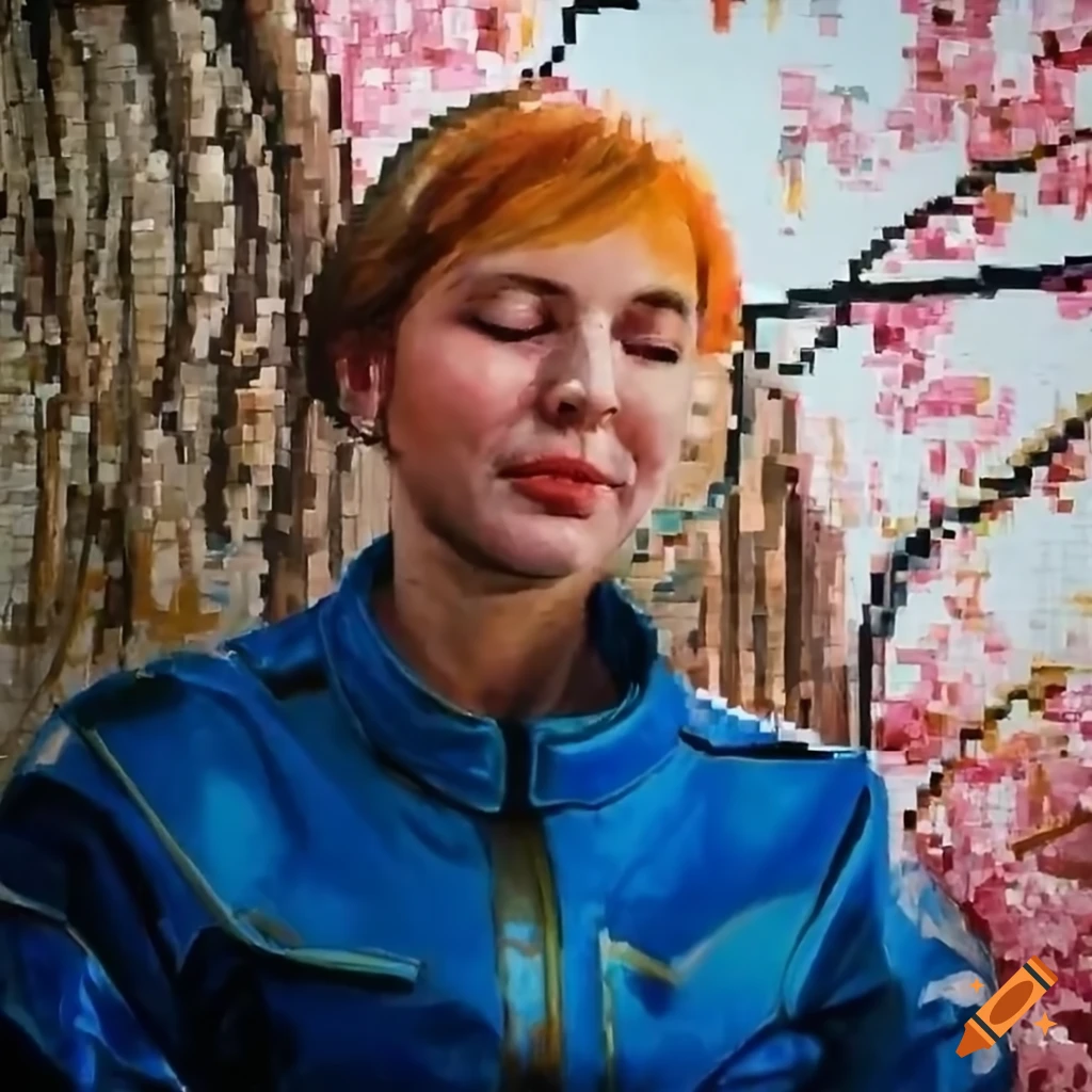 Fallout 4 character in blue vault-suit sleeping under Japanese cherry ...