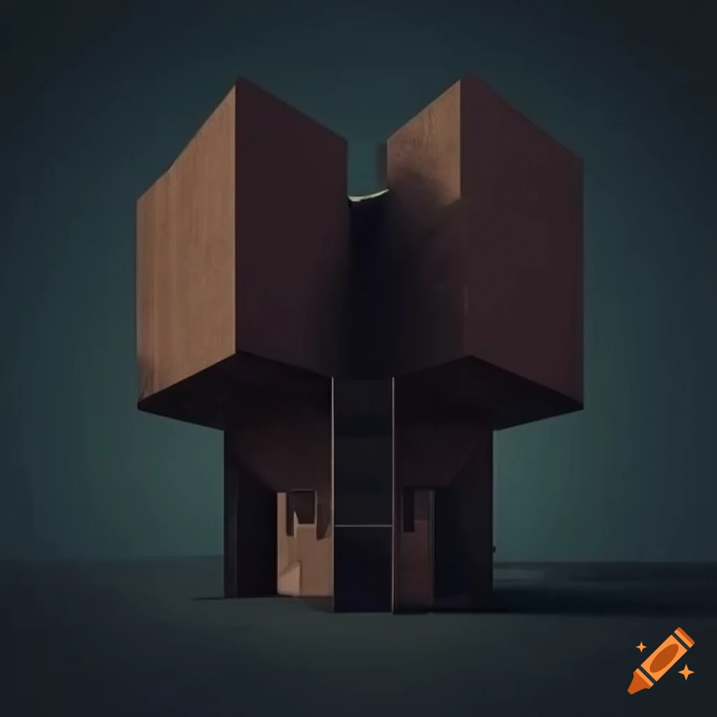Striking brutalist structure with bold lines and monolithic shapes on Craiyon