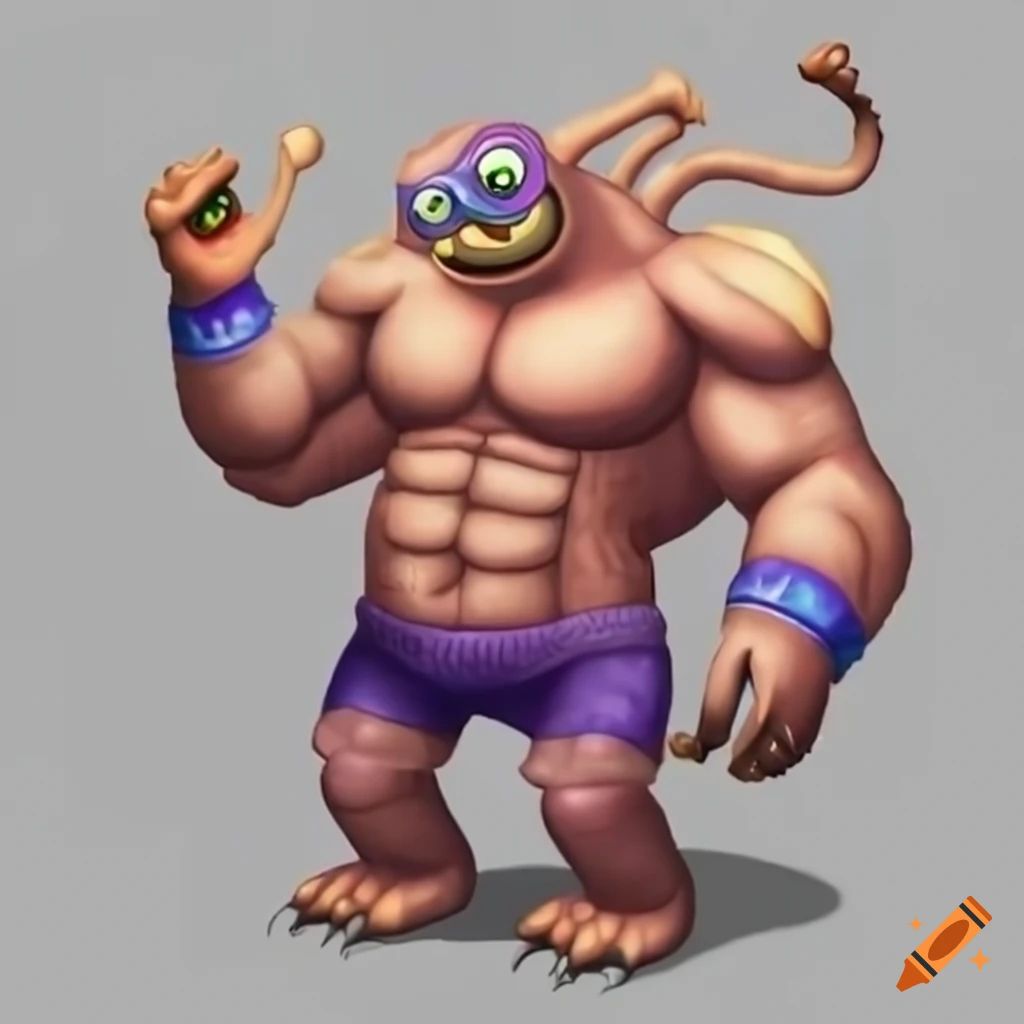Highly muscular monster with abs in My Singing Monsters game on Craiyon