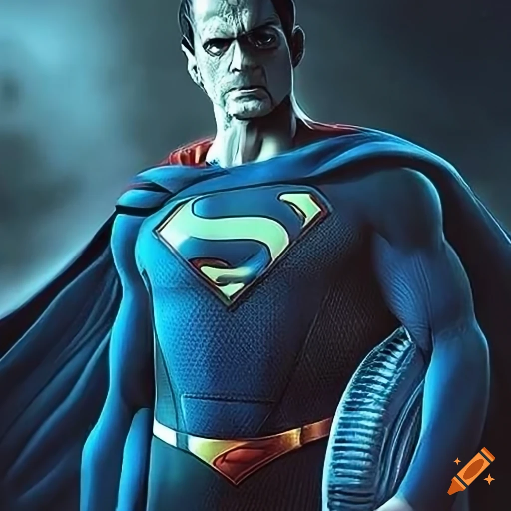 Superman with a unique design inspired by H.R. Giger, featuring an ...