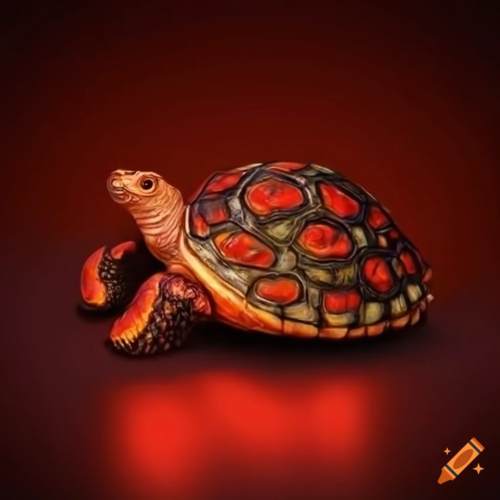 Vibrant red-shelled turtle with Triskelion design, ideal for memecoin ...