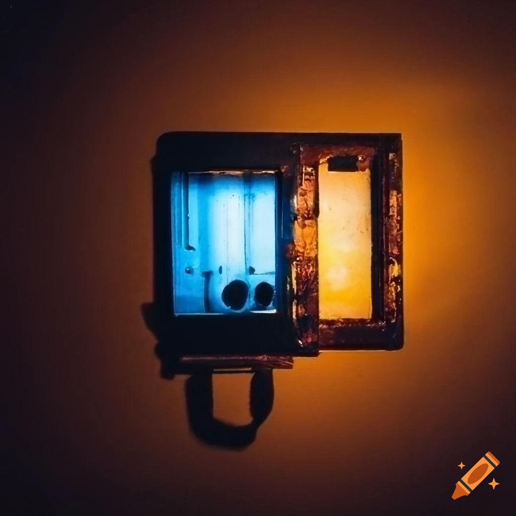 Fuse box in an apartment basement captured in a polaroid photo on Craiyon