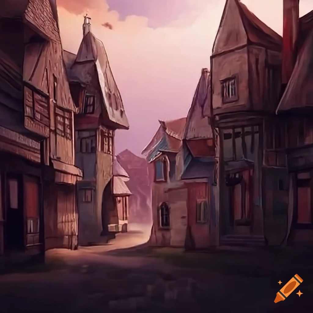 Small village scene on Craiyon