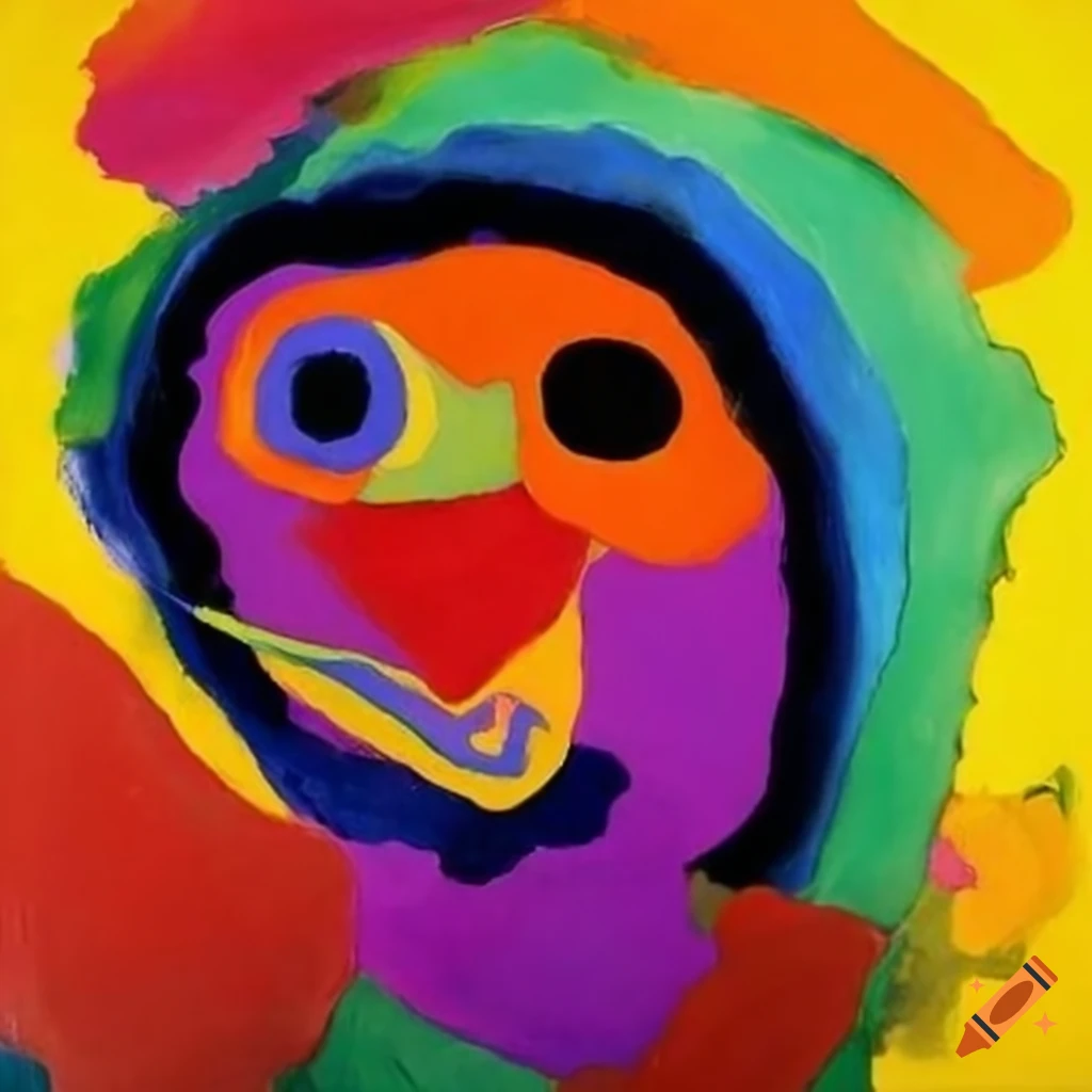 Colorful painting by Kandinsky and Karel Appel depicting divorcing ...