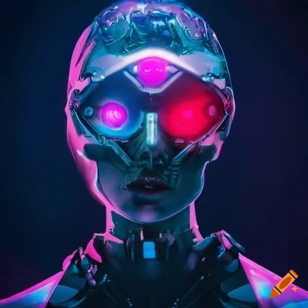 Cyberpunk portrait of a futuristic cyborg with Nintendo NES on face on ...