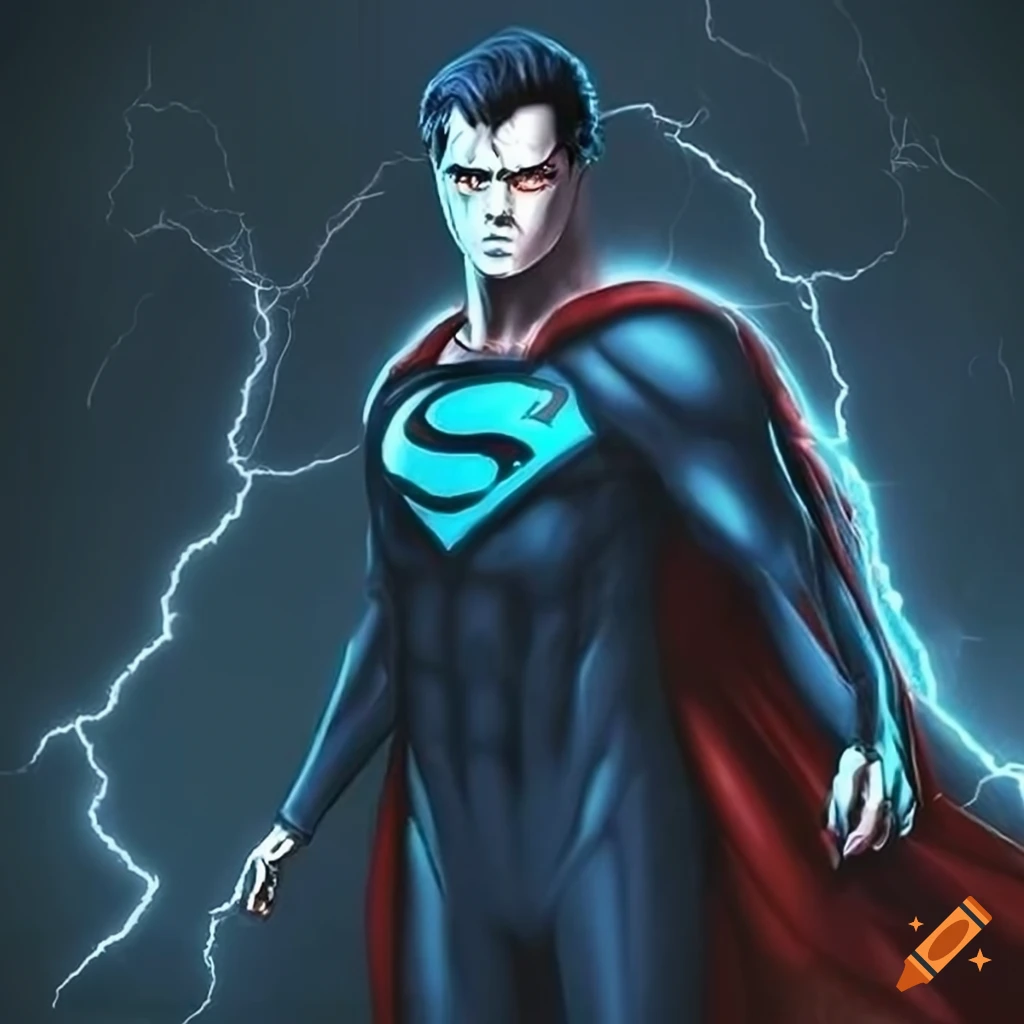 Superman in a h.r. giger inspired biomechanical suit with vibrant ...