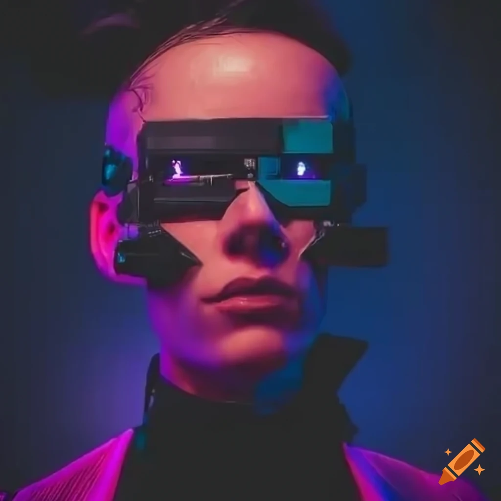 Cyberpunk portrait of a futuristic cyborg with Nintendo NES on face on ...