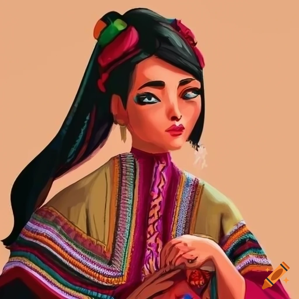 Stylized character design of a beautiful young woman in Peruvian ...