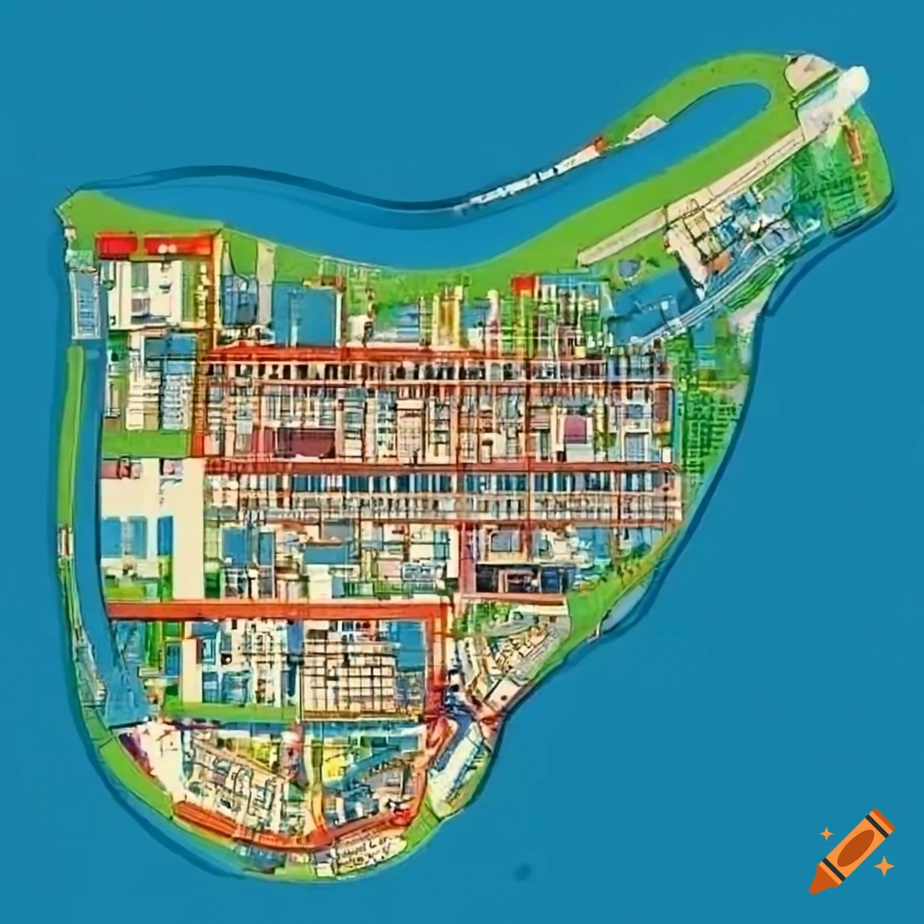 Map of 1980s-era fictional city inspired by detroit and miami ...