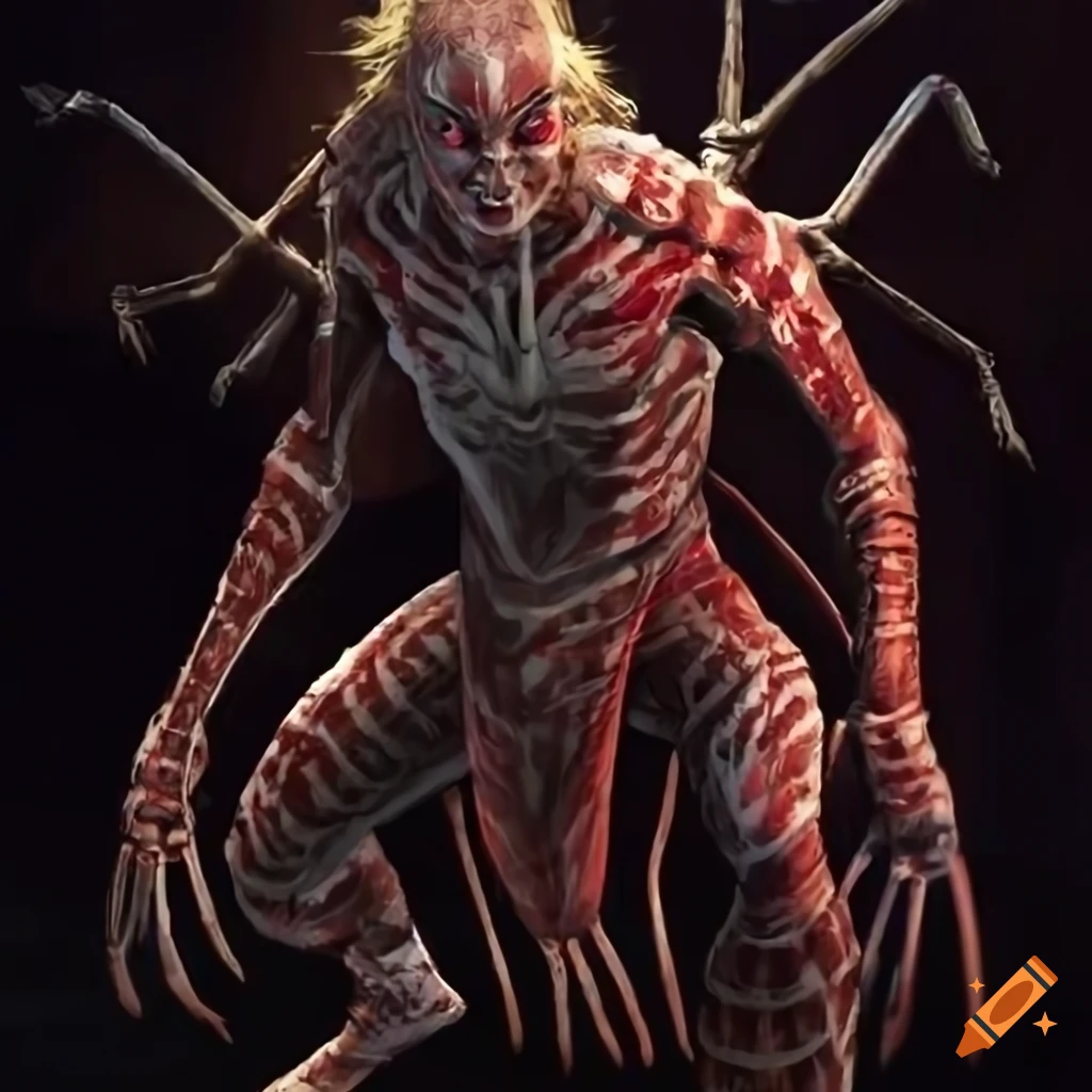 Humanoid spider merchant character on Craiyon