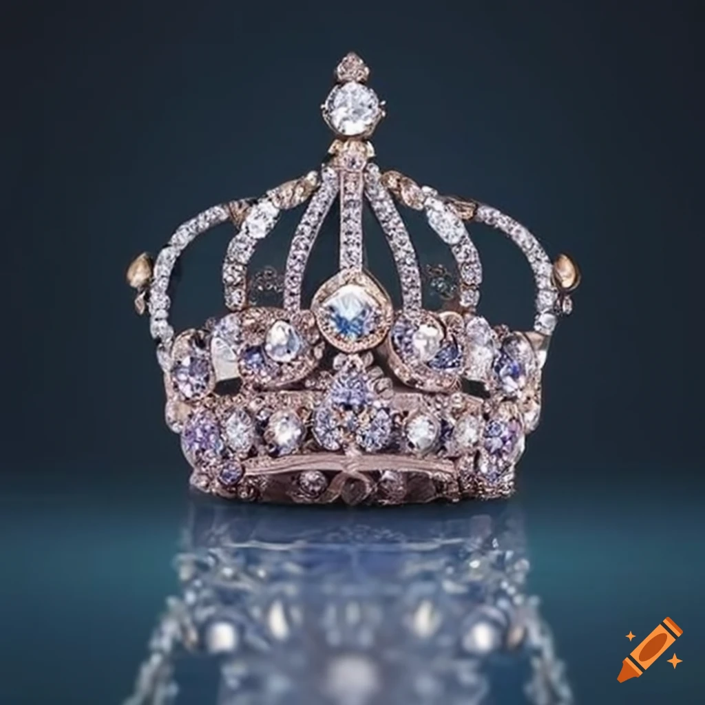 Extravagant crown with diamonds placed strategically on Craiyon