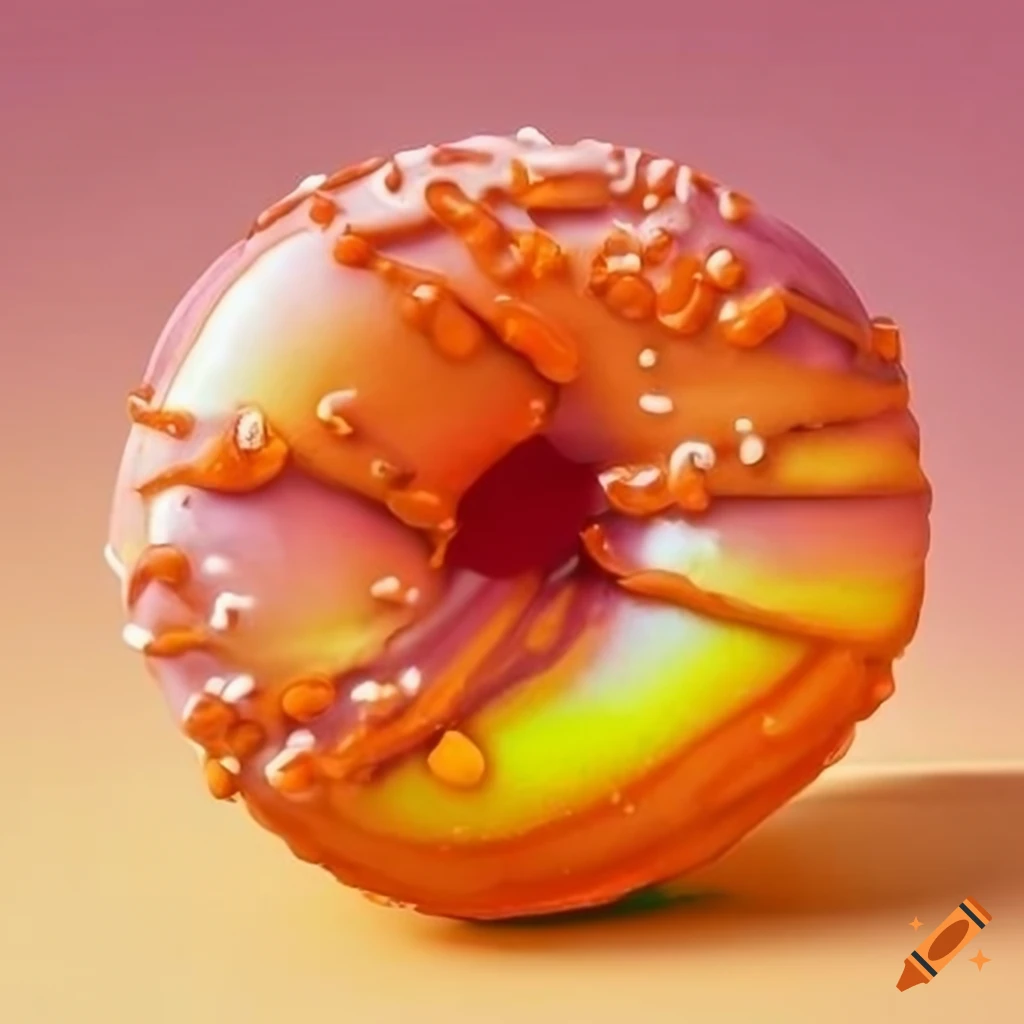 Tropical sunset surprise doughnut with vibrant gradient glaze on Craiyon