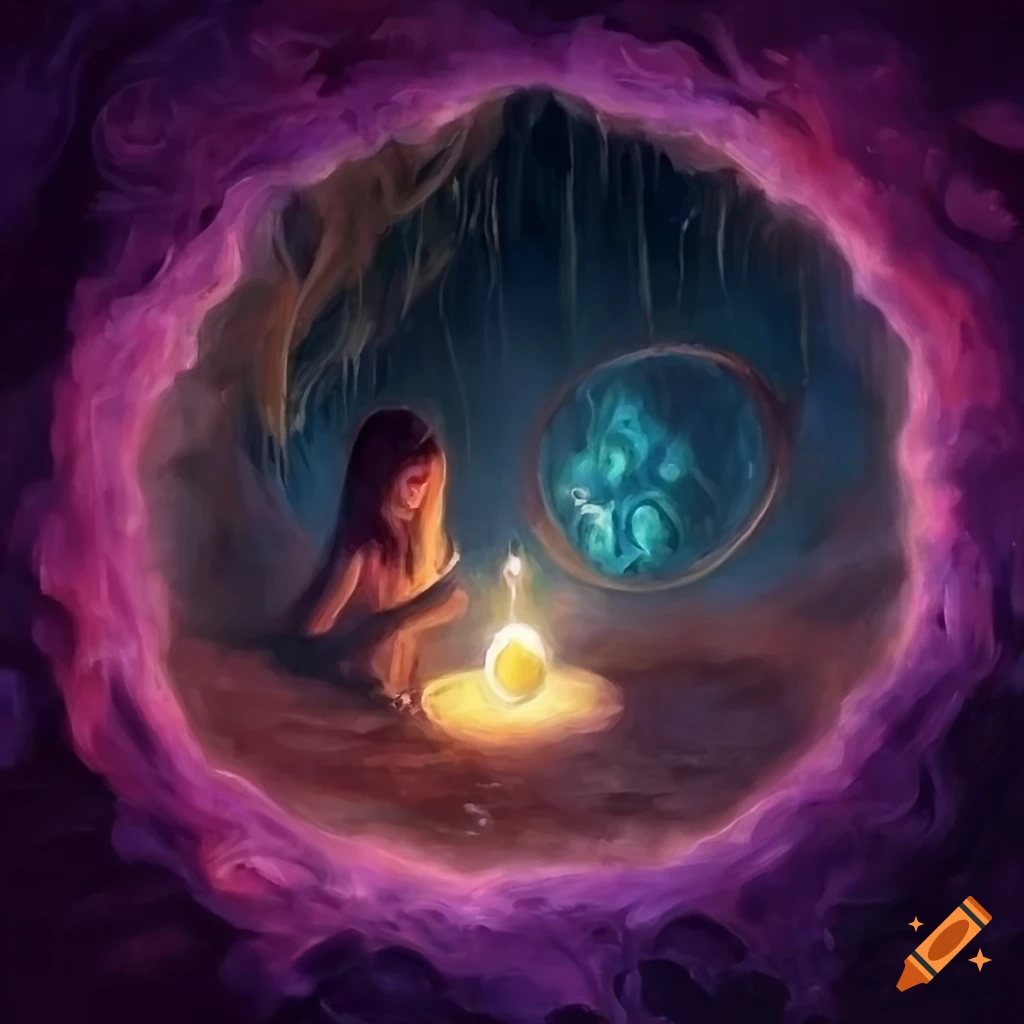 Witchcraft scene with glowing magic circle inspired by millet's oil ...