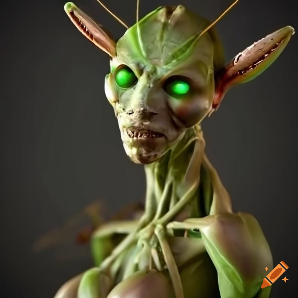 Humanoid mantis merchant character on Craiyon