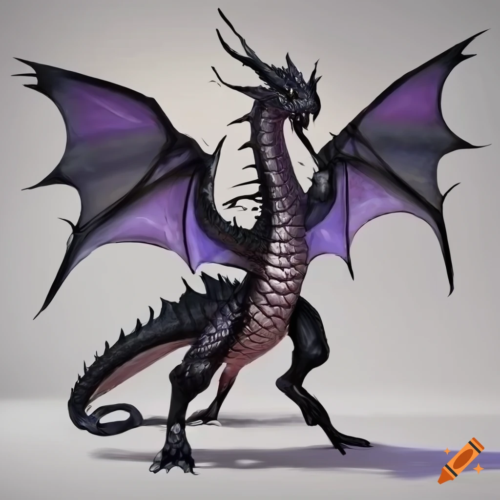 Black Wyvern Dragon with two legs and two wings on Craiyon