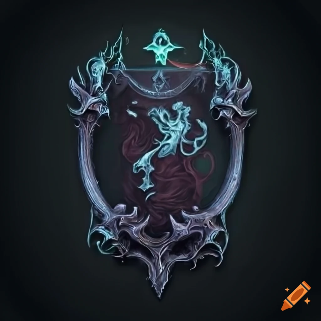 Heraldic emblems for 7 dark fantasy houses representing unique magical ...