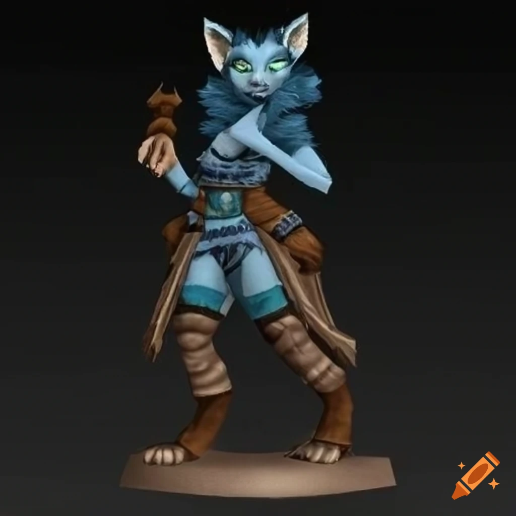 Female tabaxi druid with silver and twilight blue fur and emerald eyes ...