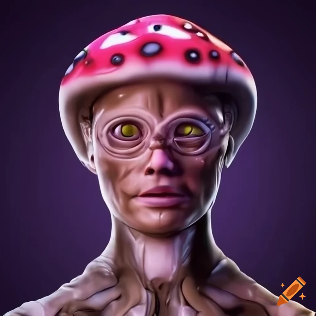 Humanoid mushroom scientist on Craiyon