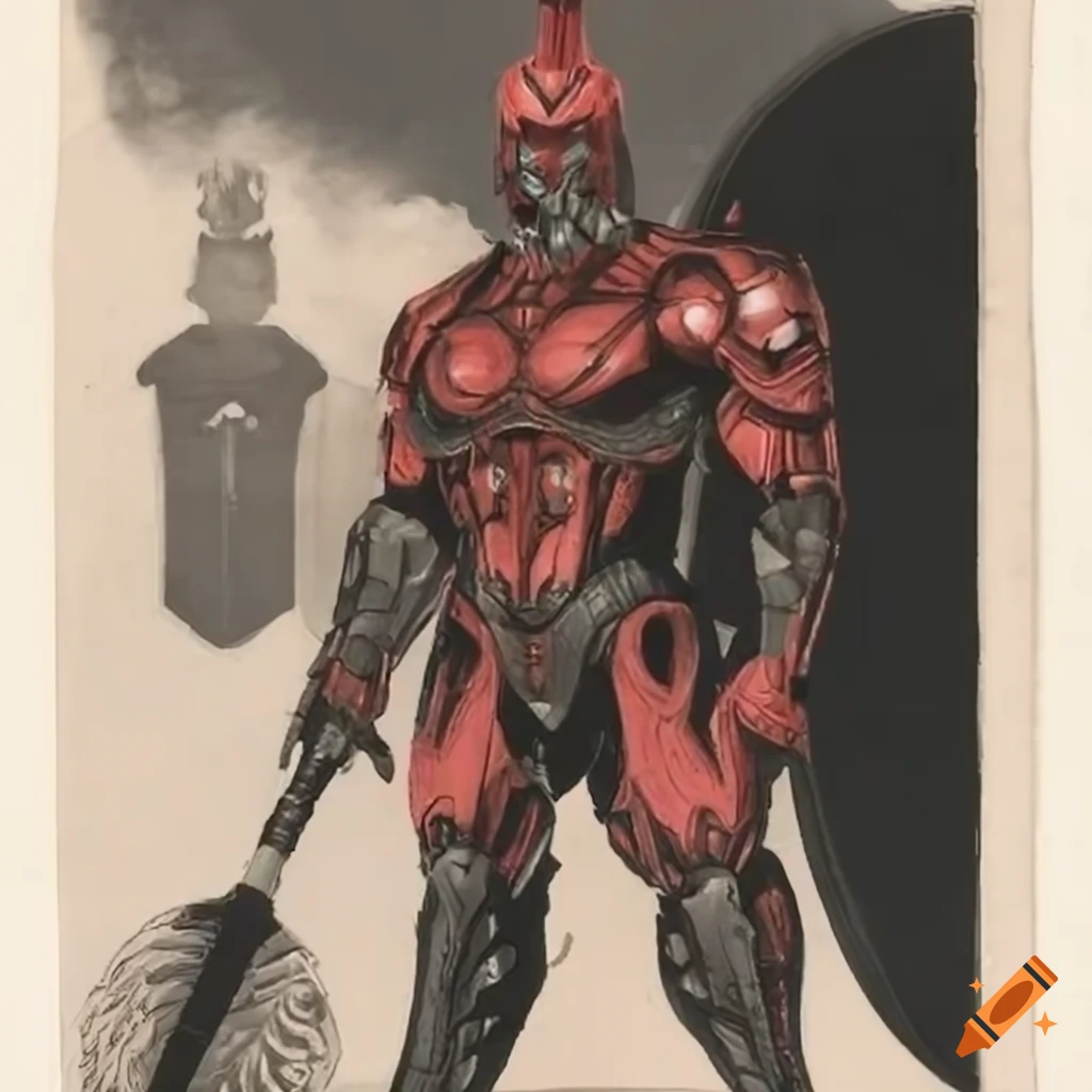 Design of ares, cyber gladiator, in futuristic armor on Craiyon