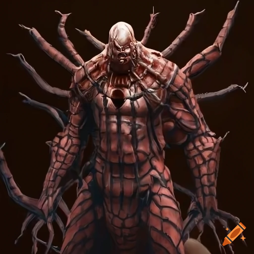 Humanoid spider merchant character on Craiyon