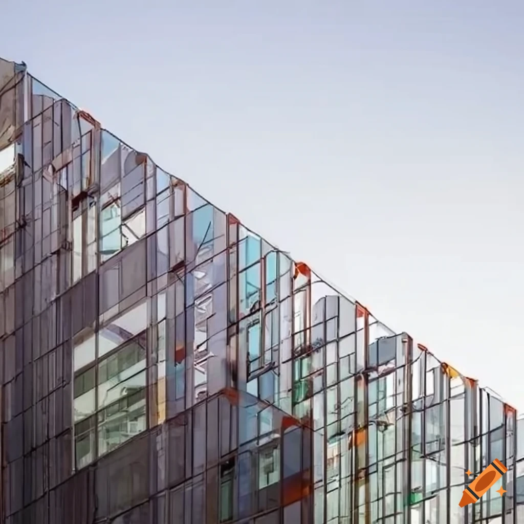 Modern 3-story primary school with parametric colored glass facade on ...