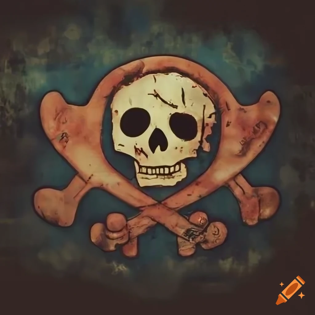 Vintage Fallout post-apocalyptic pirate flag symbol on Craiyon