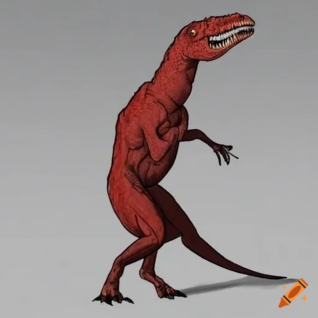 Red humanoid creature with a dinosaur-like snout on Craiyon