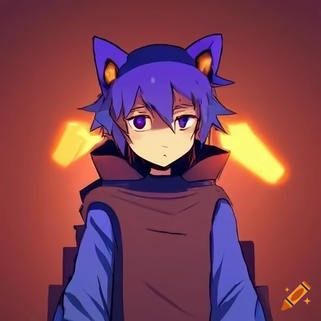 Anime-style final boss niko with geometric shapes and electricity ...