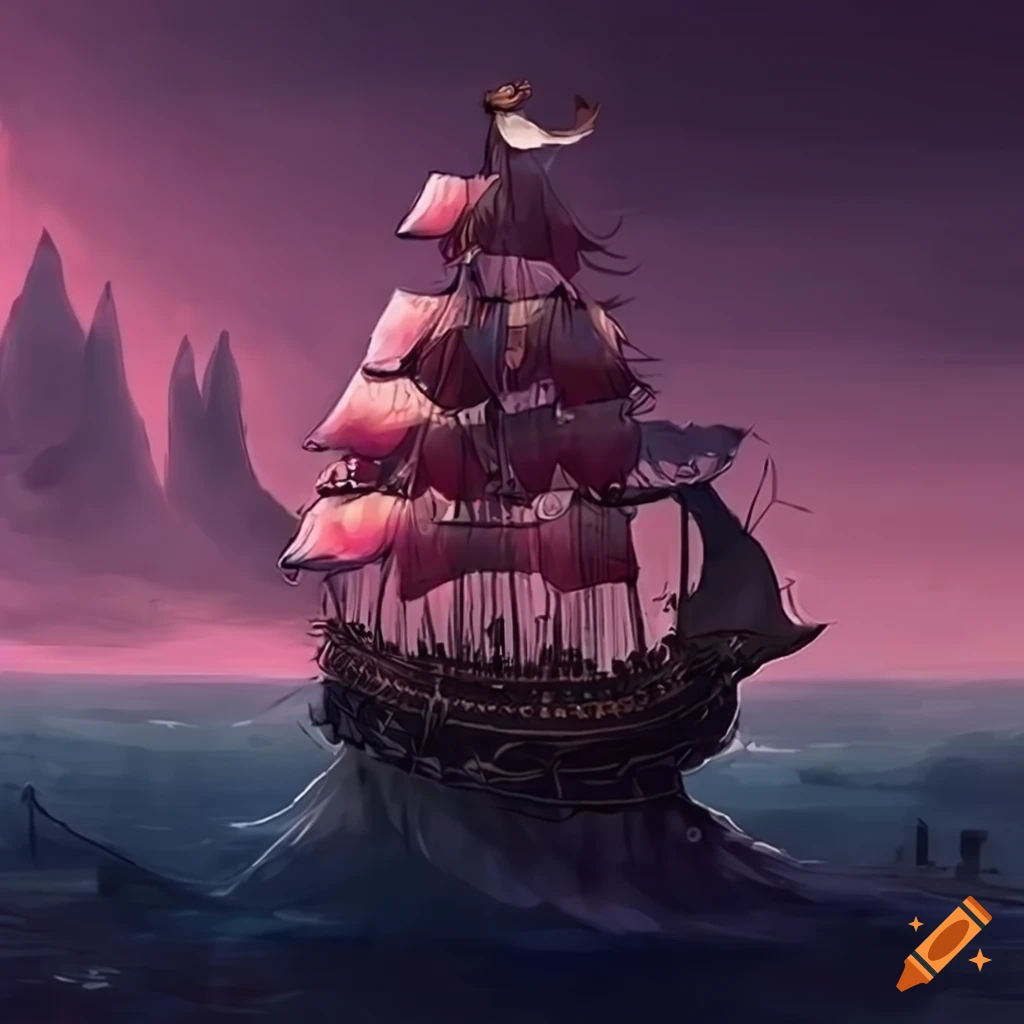 Seafaring merchant galleon with fox symbol in a medieval fantasy ...