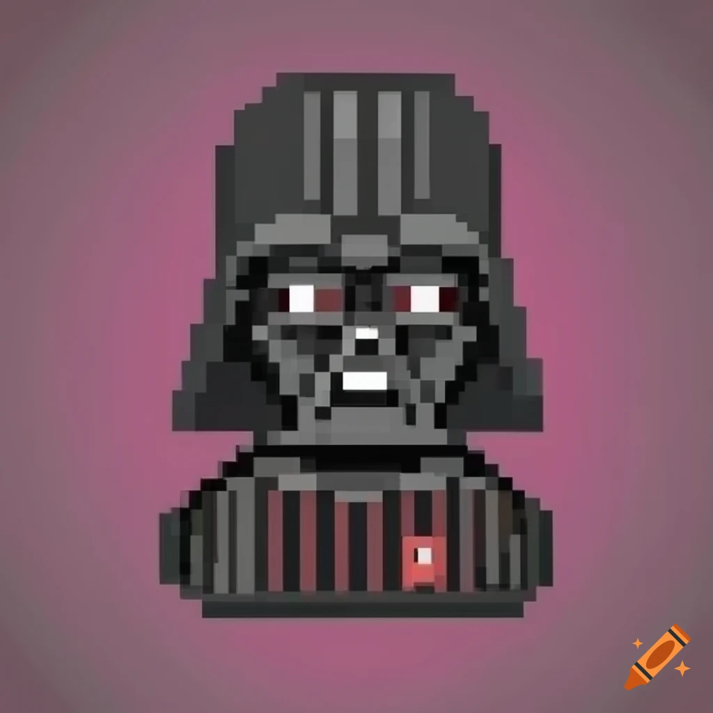 Pixelated Darth Vader in retro 8-bit style against a simple background ...