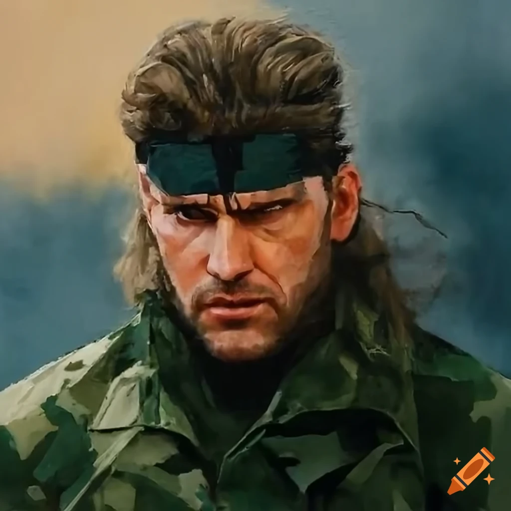 Hyperrealistic portrait of solid snake in desert camouflage outfit on ...