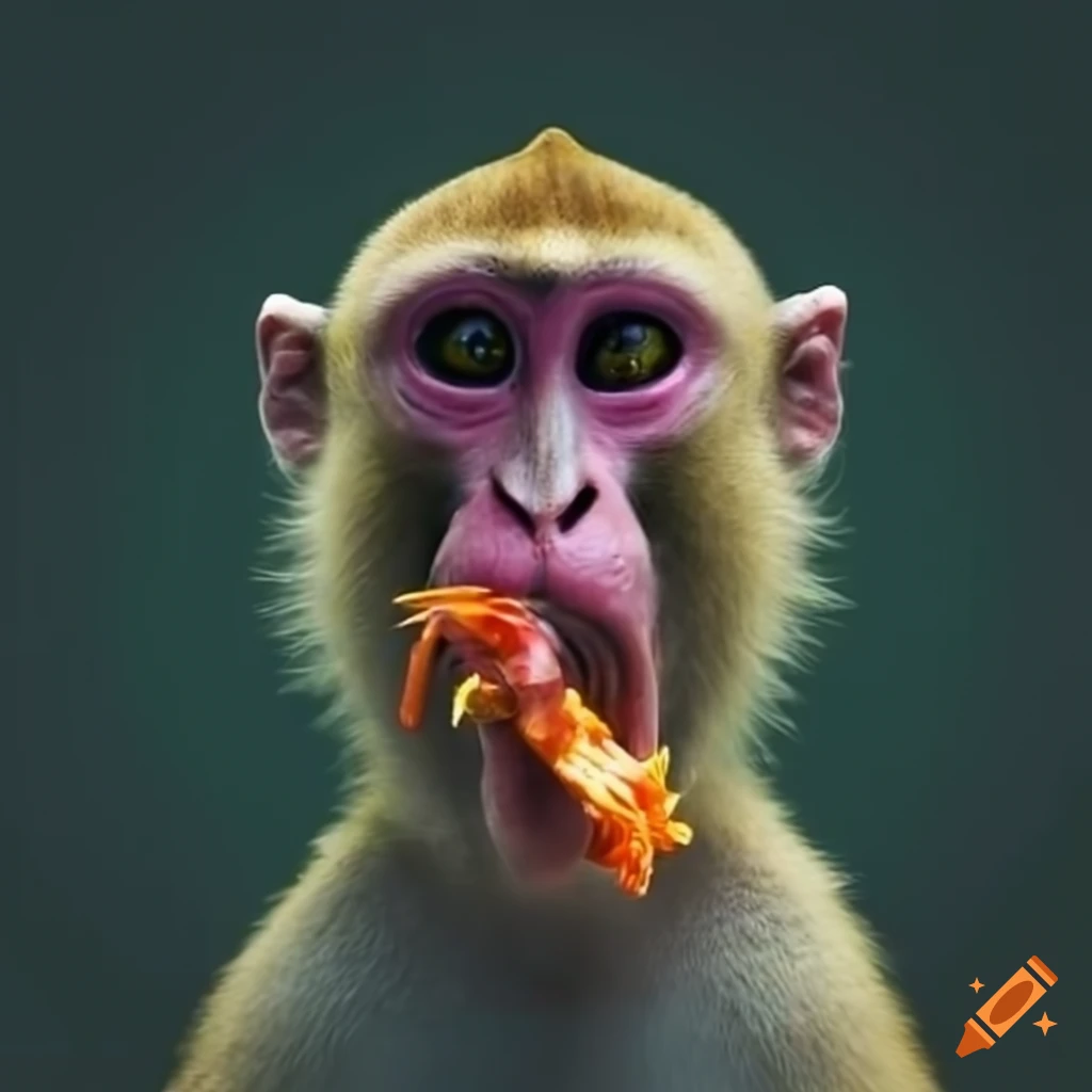 Monkey eating fish on Craiyon