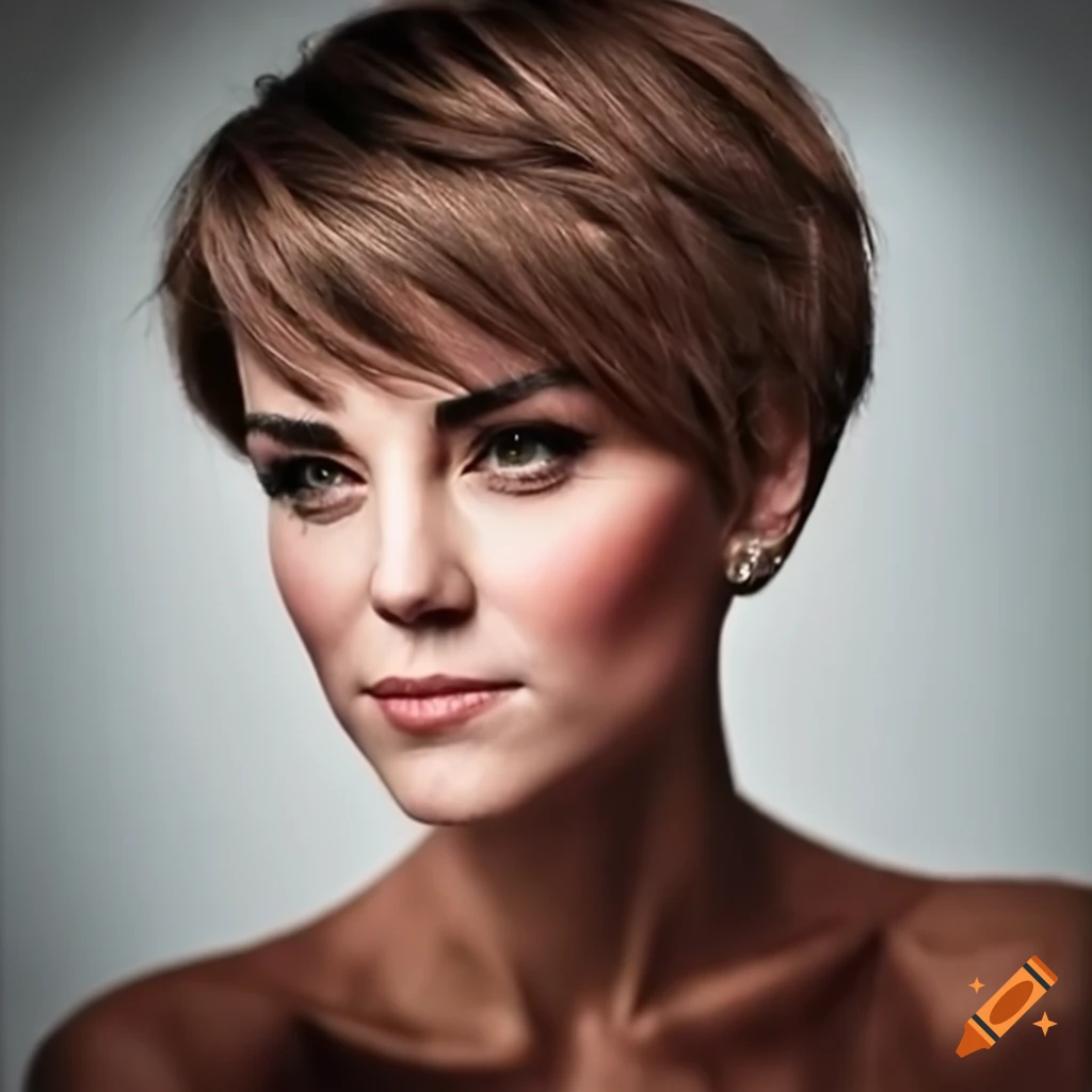 Elegant pixie cut hairstyle with brushed-back fringe on Craiyon