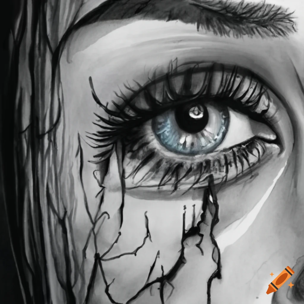 Last word through a dying eye in dark abstract art on Craiyon