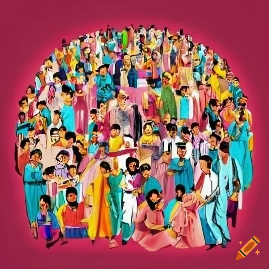 Cartoon collage of mumbai city life in a drama theatre setting on Craiyon