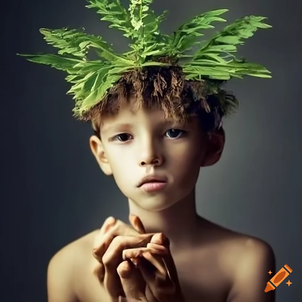 Boy made of plants on Craiyon