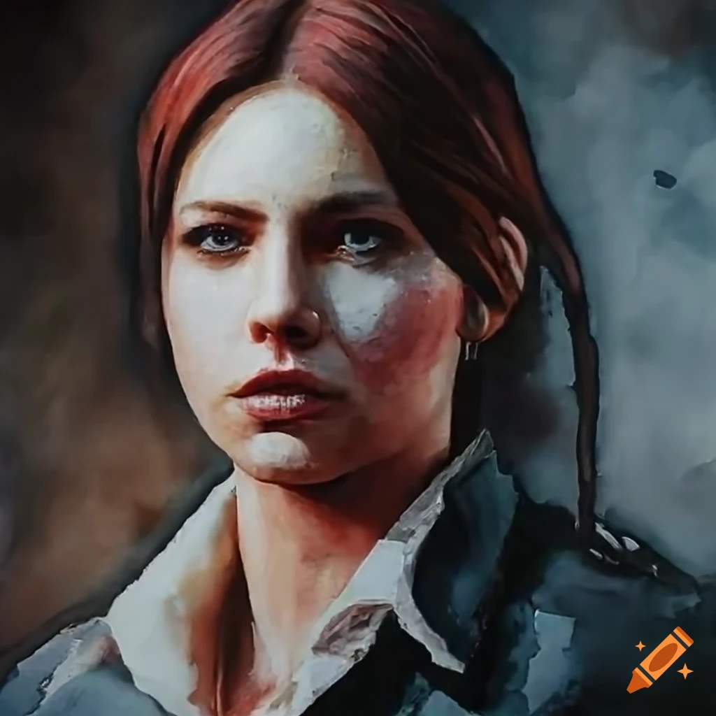 Portrait of claire redfield in resident evil outfit at the cemetery ...