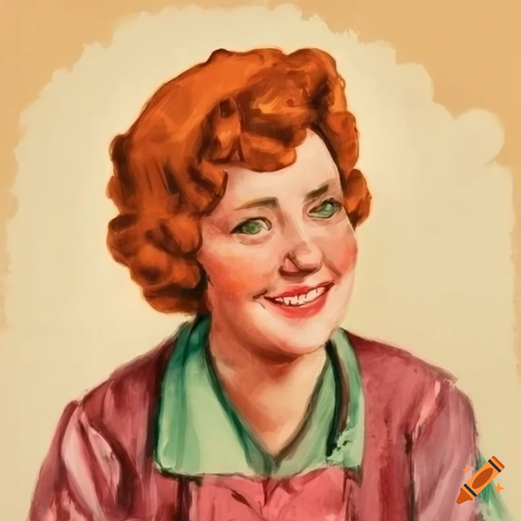 Red-haired Jewish mother baking in a vintage kitchen scene on Craiyon