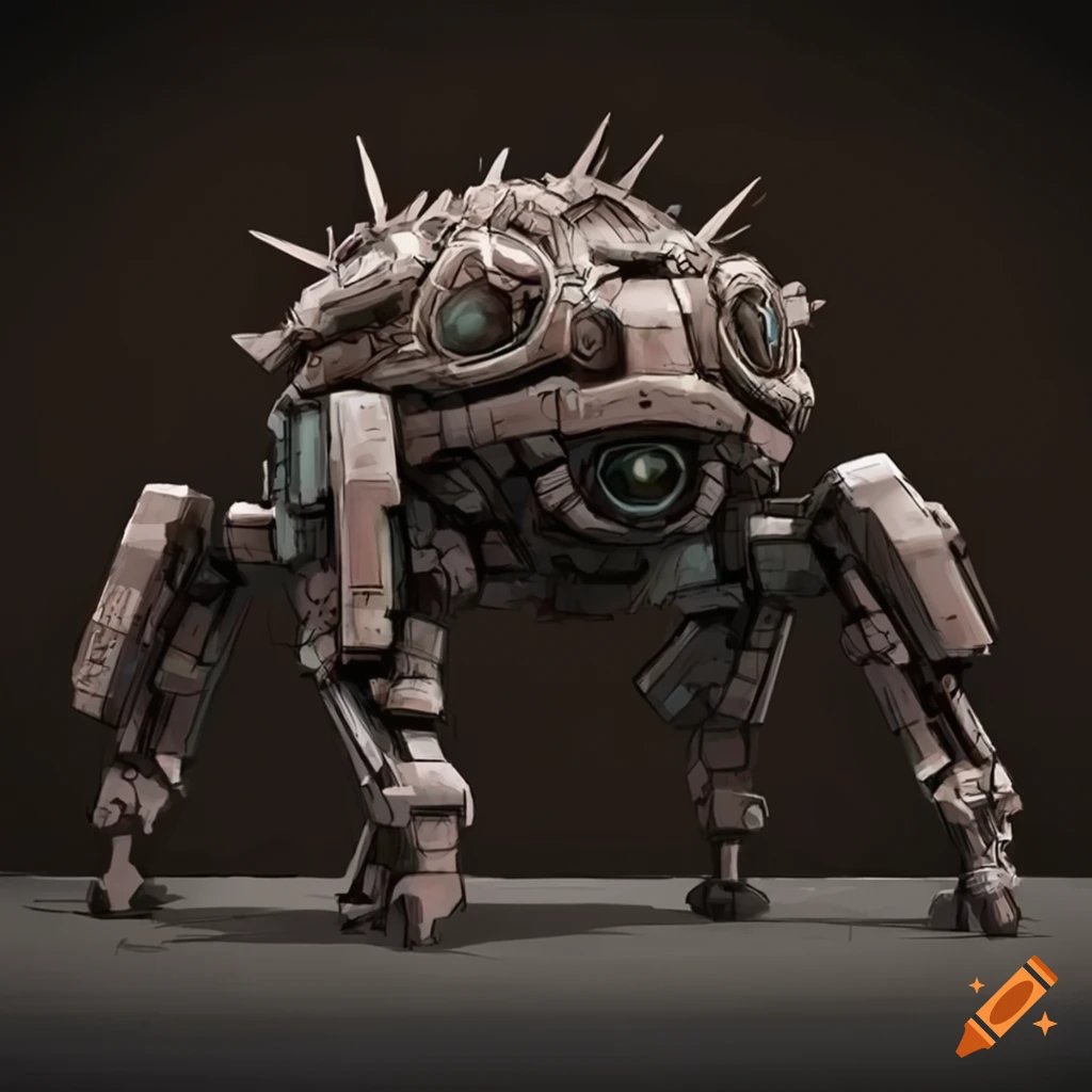 Futuristic sea urchin-inspired mech design for post-apocalyptic story ...