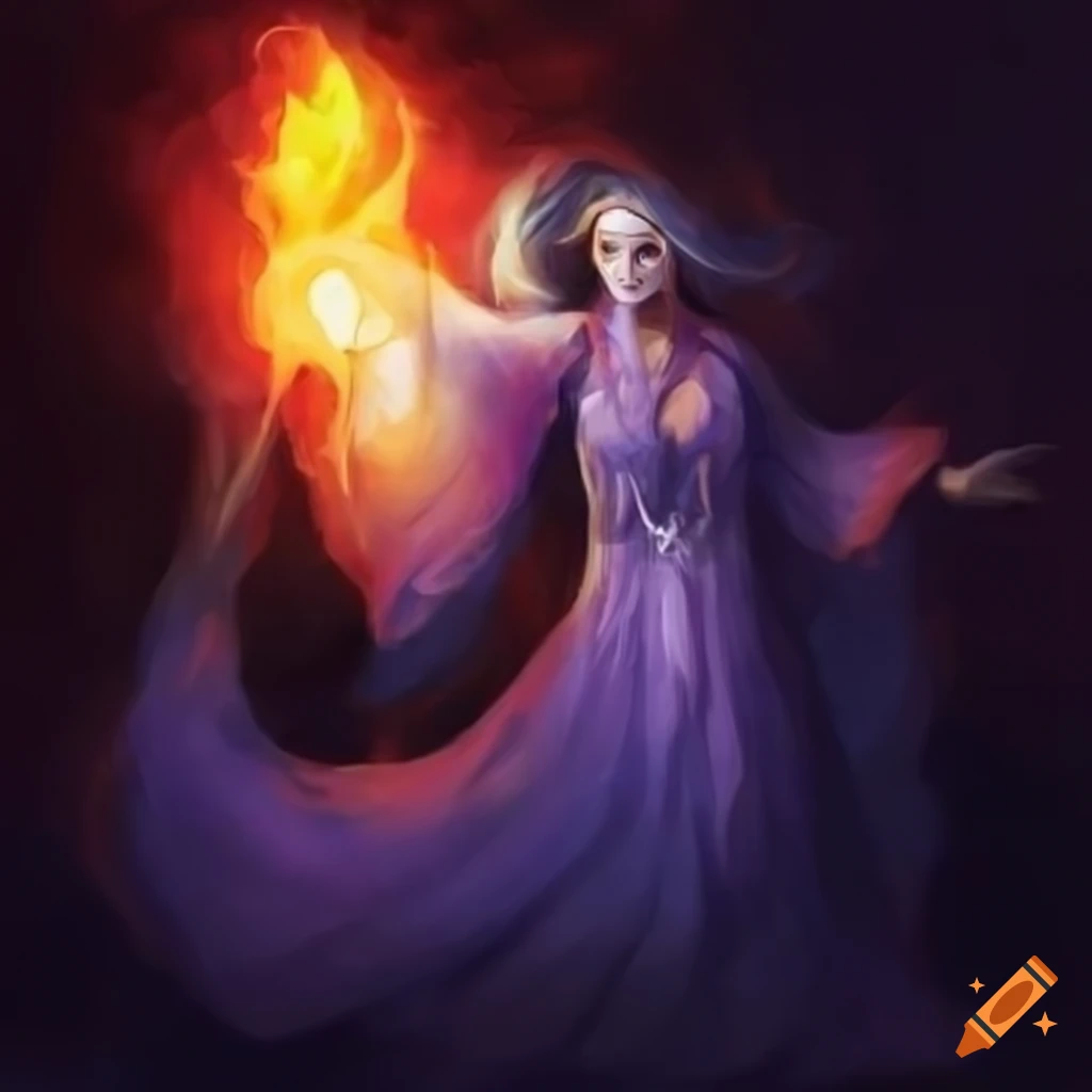 Spirit wizard conjuring a fireball in a fantasy art style on Craiyon
