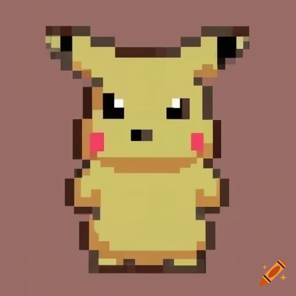 Pixelated Pikachu in retro 8-bit style with simple background on Craiyon