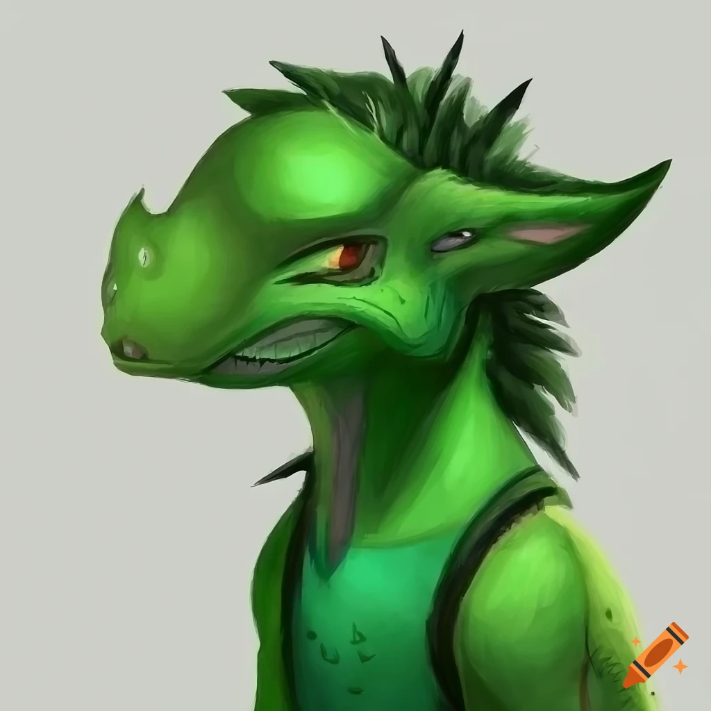 Detailed cartoonist fantasy portrait of a green kobold druid on Craiyon